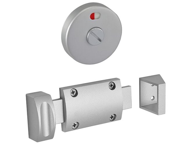 Toilet Cubicle Curved Door Lock with Indicator Satin