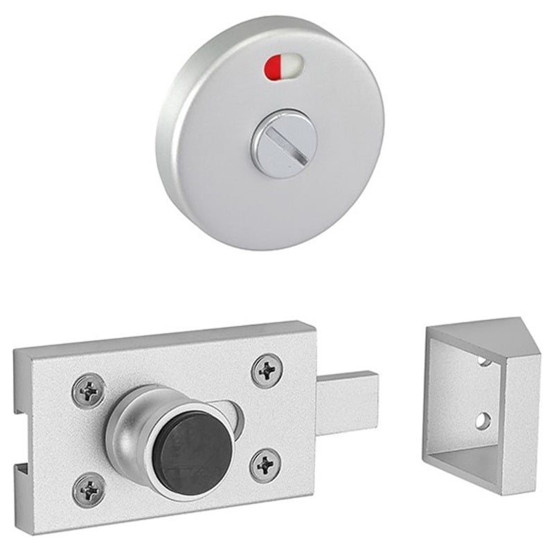 Toilet Cubicle Door Lock with Indicator Satin
